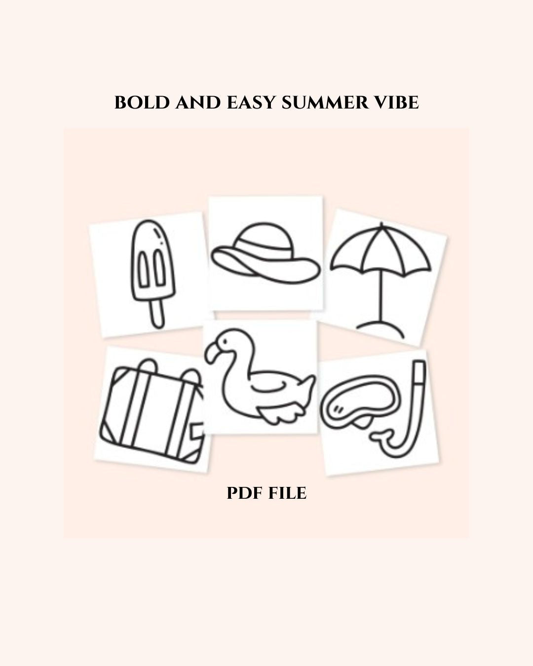Bold and Easy Summer Vibe - 6 Digital Coloring Pages – Hue Coloring